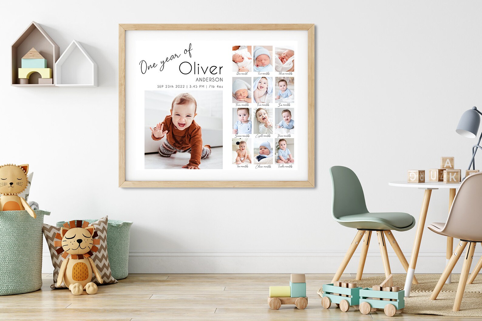 Editable First Year Photo Collage Template, Baby 1st Birthday Gift ...