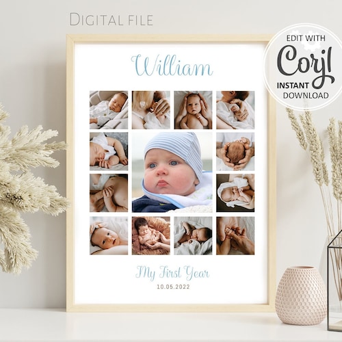 My First Year Photo Poster 1st Birthday Photo Collage Sign - Etsy