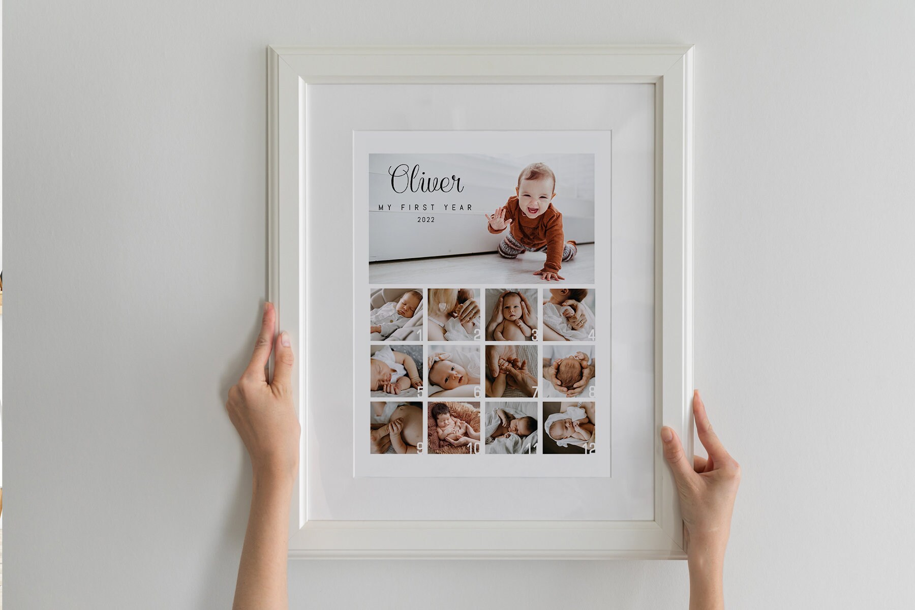 Baby's First Year Photo Collage Template: Personalized Birthday Gift ...
