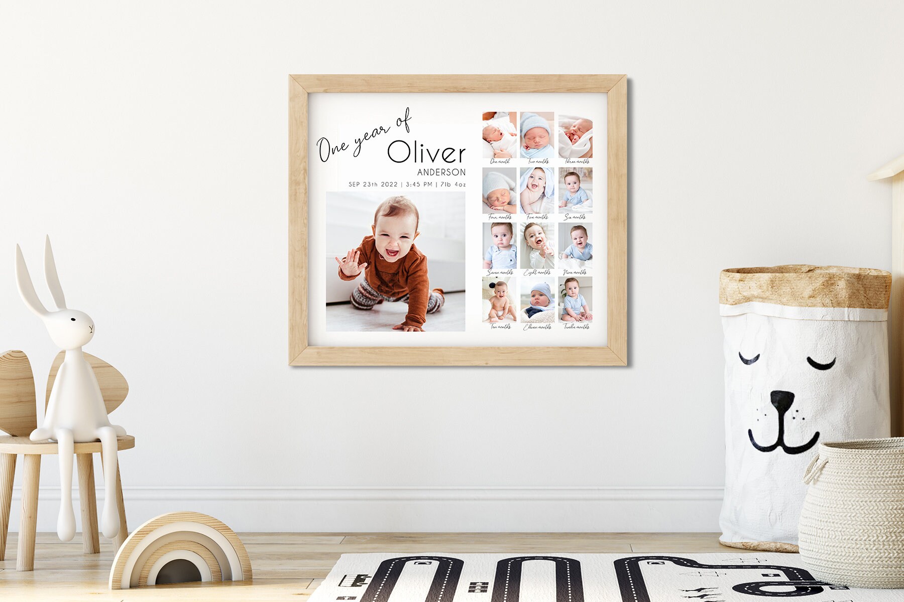 Editable First Year Photo Collage Template, Baby 1st Birthday Gift ...