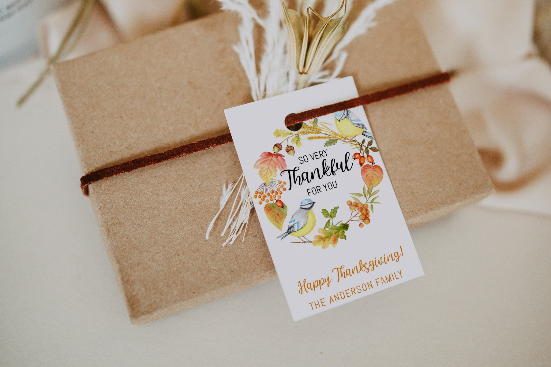 Fall Gift Tags Printable Template Thankful for You Favor Tag - Etsy
