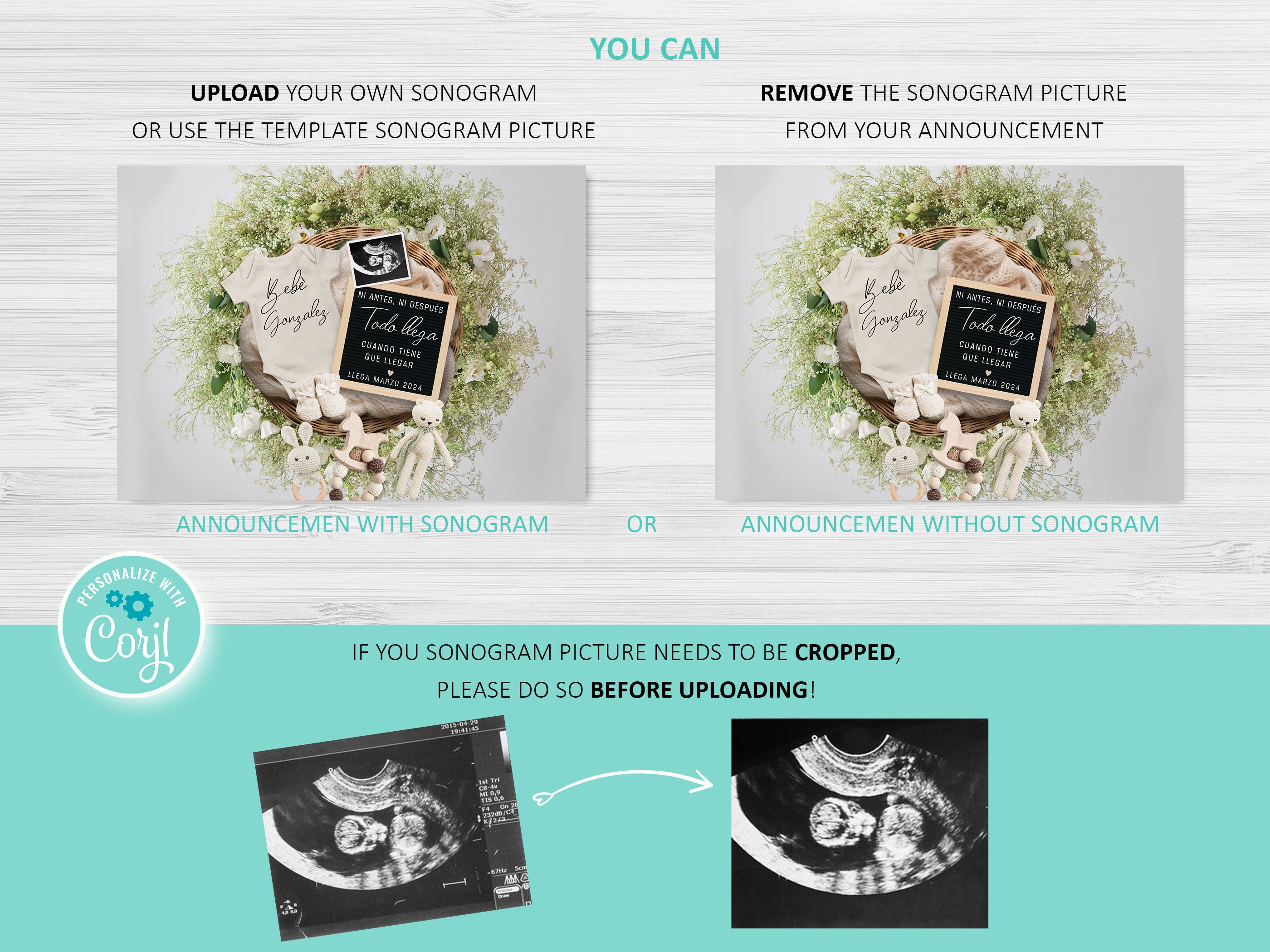 Spanish Pregnancy Announcement Digital, Anuncio De Embarazo, Baby ...