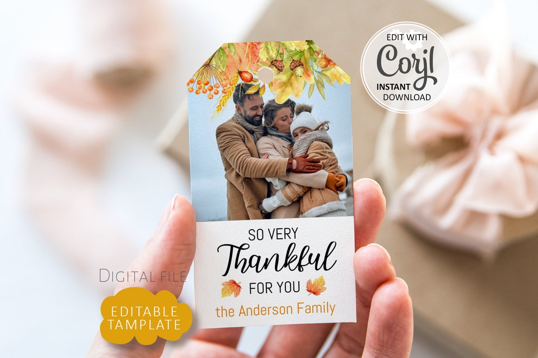 Thanksgiving Gift Tags Printable Template, Thankful for You Favor Tag ...