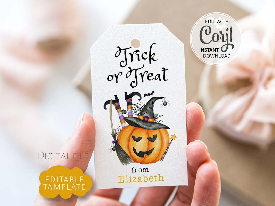 Editable Halloween Gift Tag Template, Printable Favor Tags, happy ...