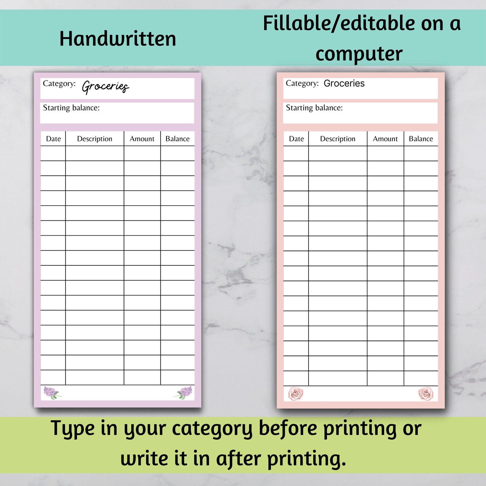 Cash Envelope Inserts Printable Cash Envelope Tracker Spending Tracker ...