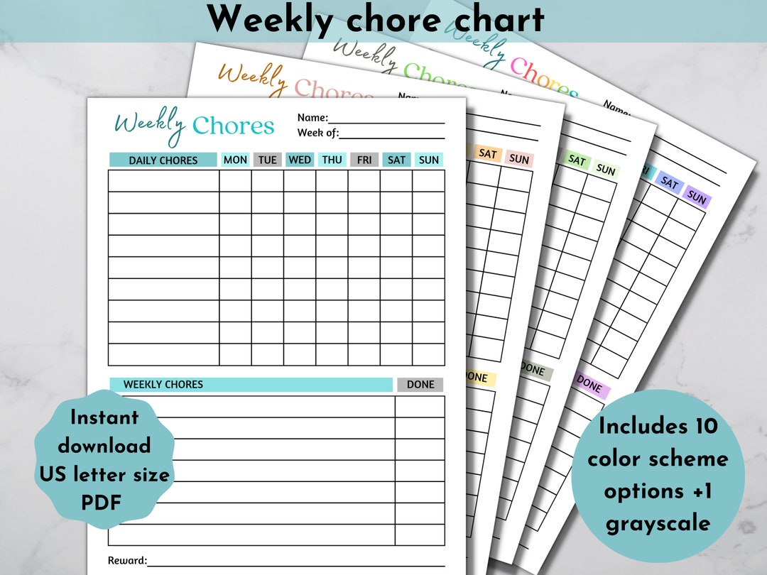 Editable Kids Chore Chart Responsibility Chart for Kids Routine ...