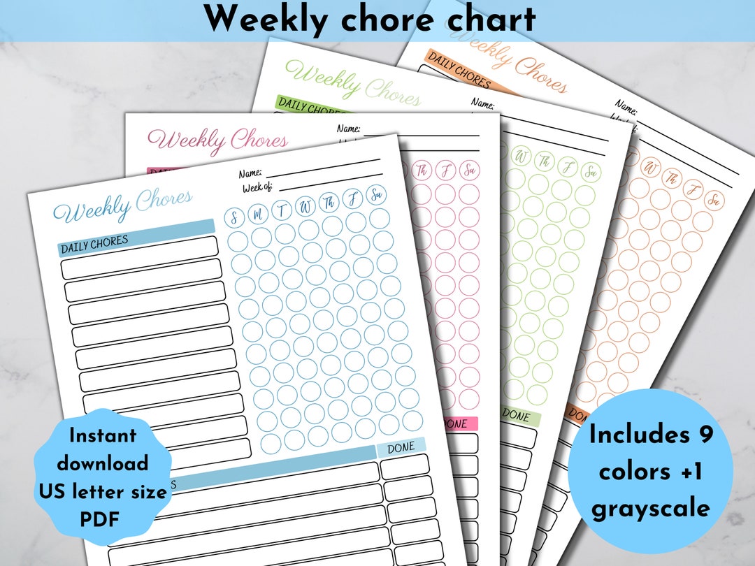 Kids Chore Chart Responsibility Chart Editable PDF Daily Routine ...