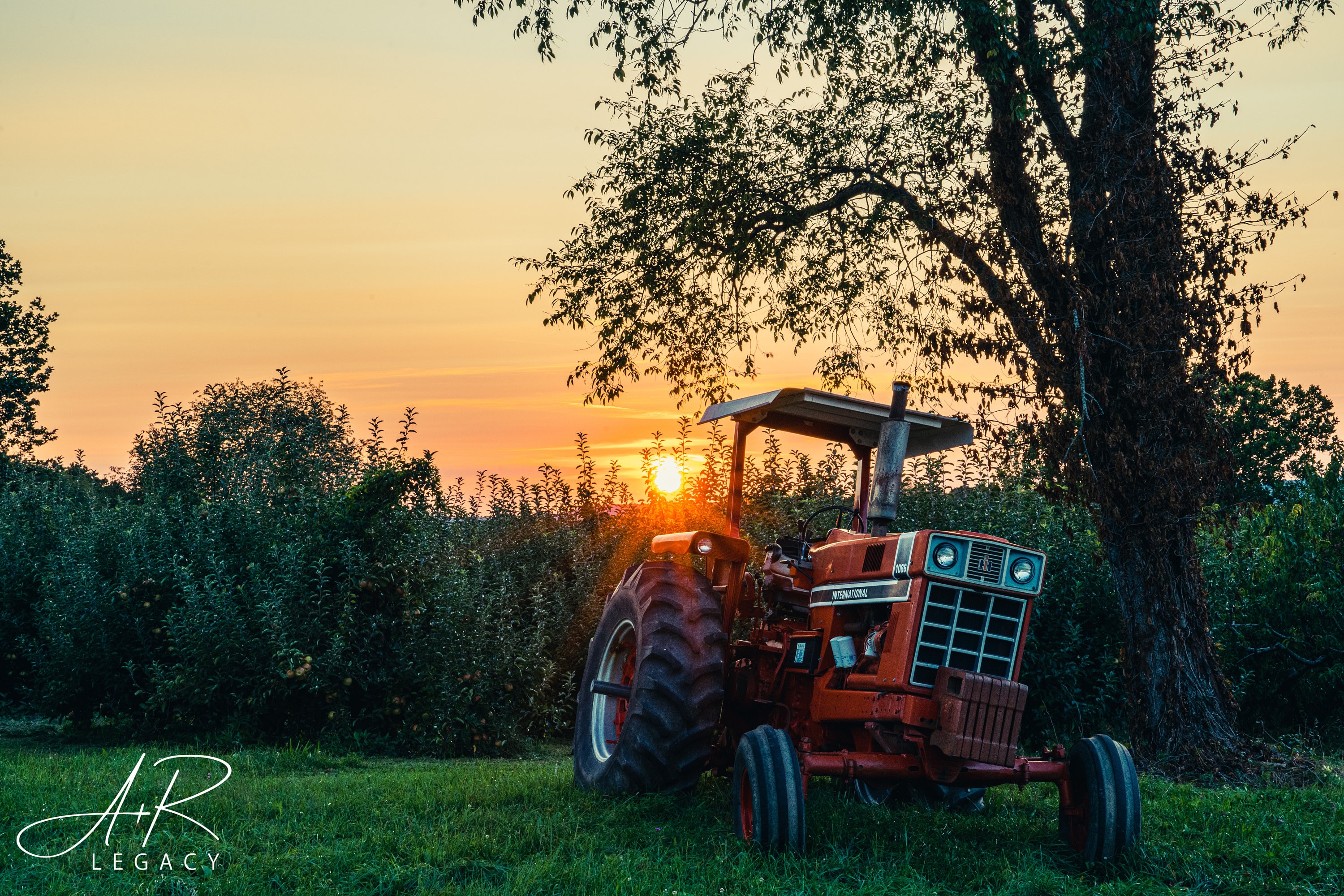 Landscape Wall Art - Red Tractor at Sunset, Cidery, Farm - Photography ...