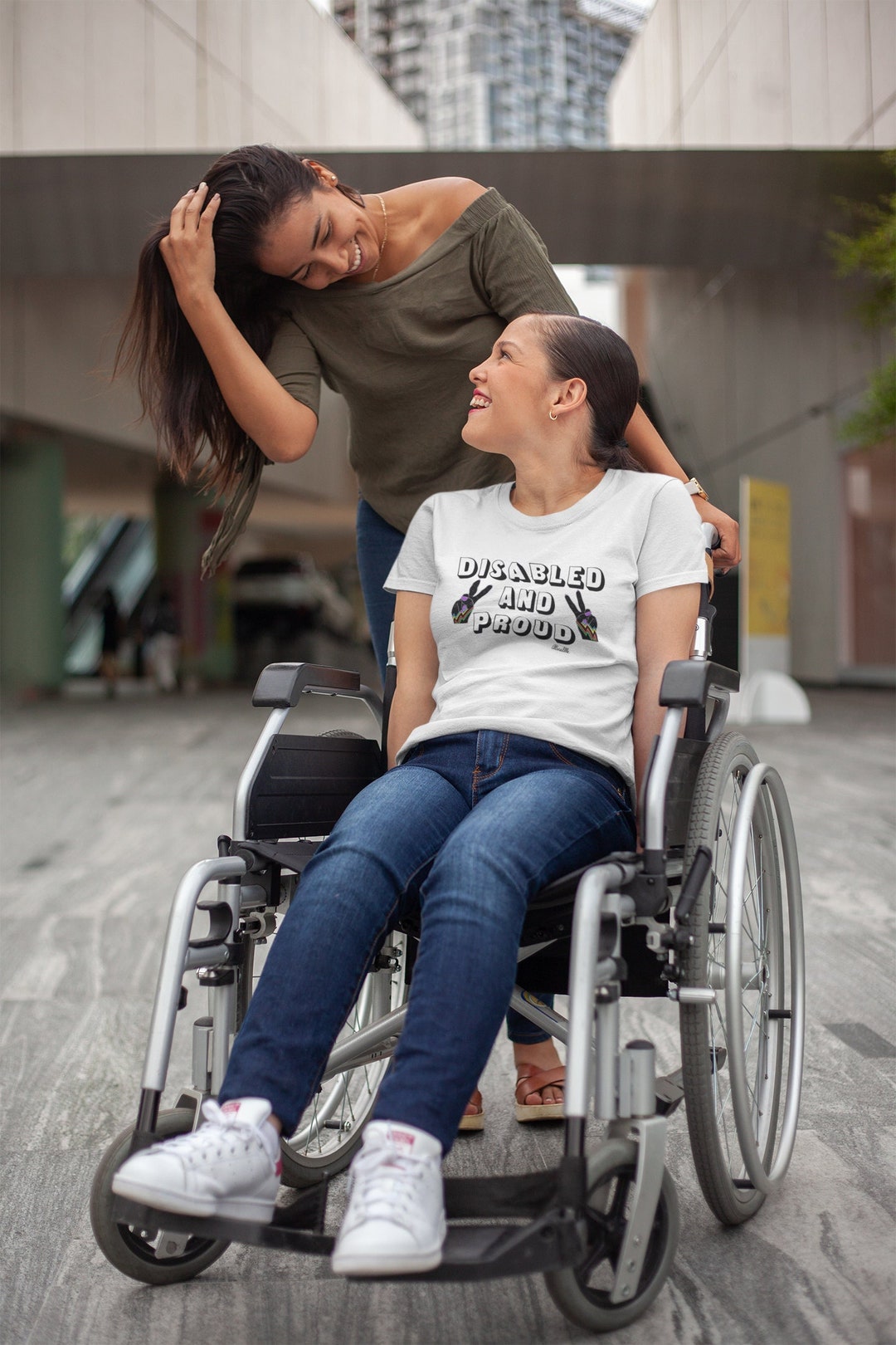 Disabled and Proud Tshirt Disability Pride Flag Peace Hands - Spoonie ...