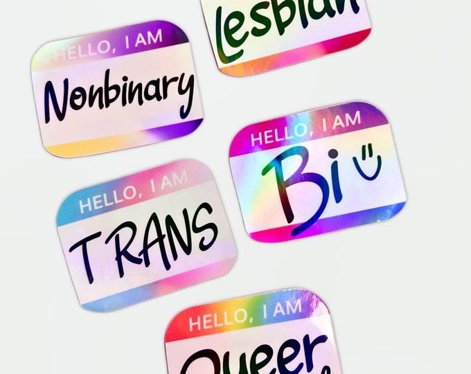 Hello I Am LGBTQIA Sticker Name Tag - Etsy