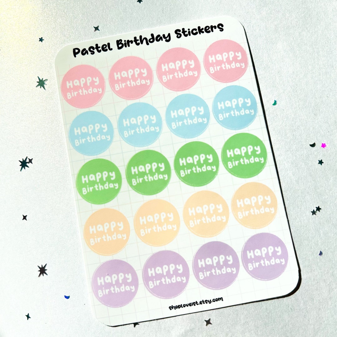 Happy Birthday Sticker Sheet Birthday - Etsy