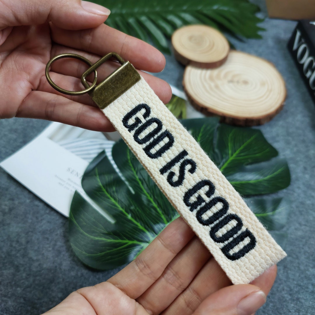 GOD IS GOOD Embroidered Key Tag, Christian Keychain, Christian Keyfob ...