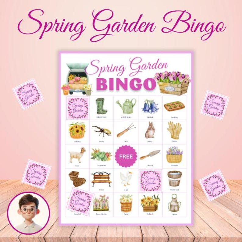 30 Printable Fun Spring Garden Bingo Game Activity for Kids & Family ...