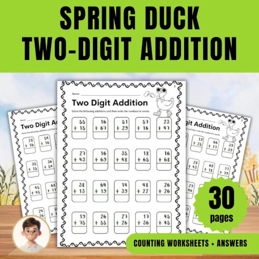 Spring Duck Two-digit Addition | Write the Numbers in Words Worksheets ...