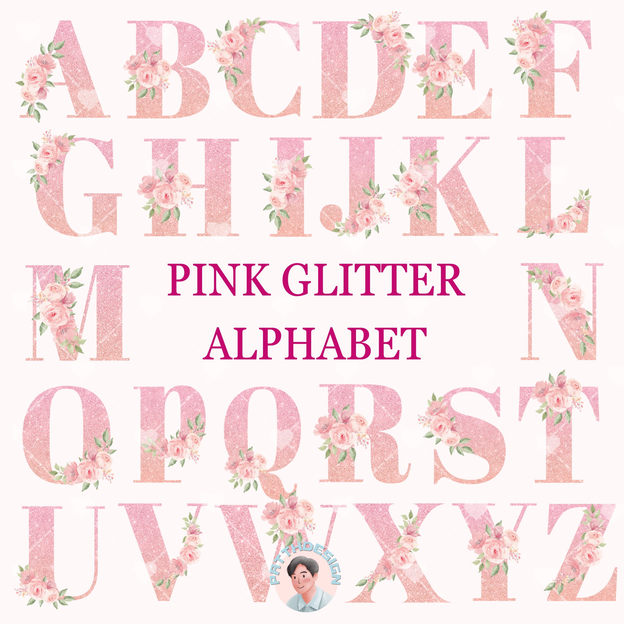 26 PNG Pink Glitter Alphabet Clipart, Font, Letters Are Decorated With ...