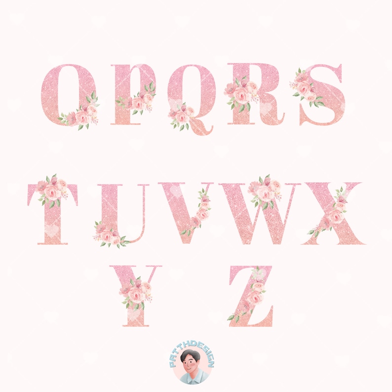 26 PNG Pink Glitter Alphabet Clipart, Font, Letters Are Decorated With ...