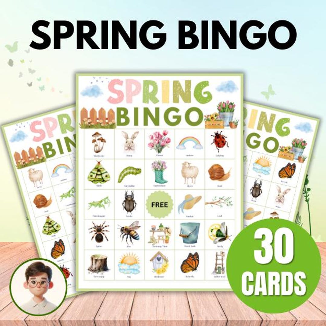 Spring Bingo Game: Fun Party Activity, 30 Printable Cards (PDF) - Etsy