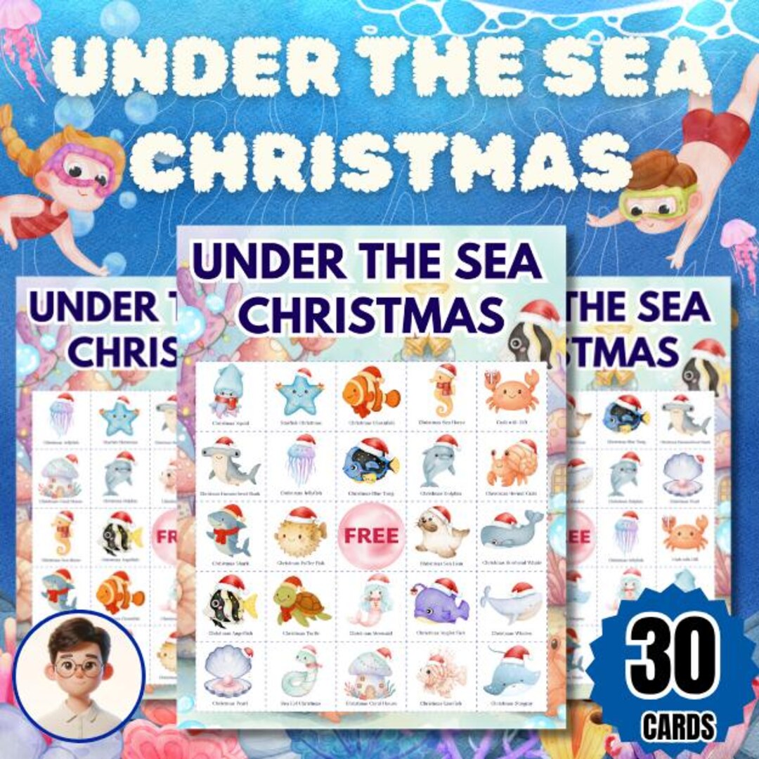 Under the Sea Christmas Bingo: 30 Ocean Animals Holiday Game Cards - Etsy