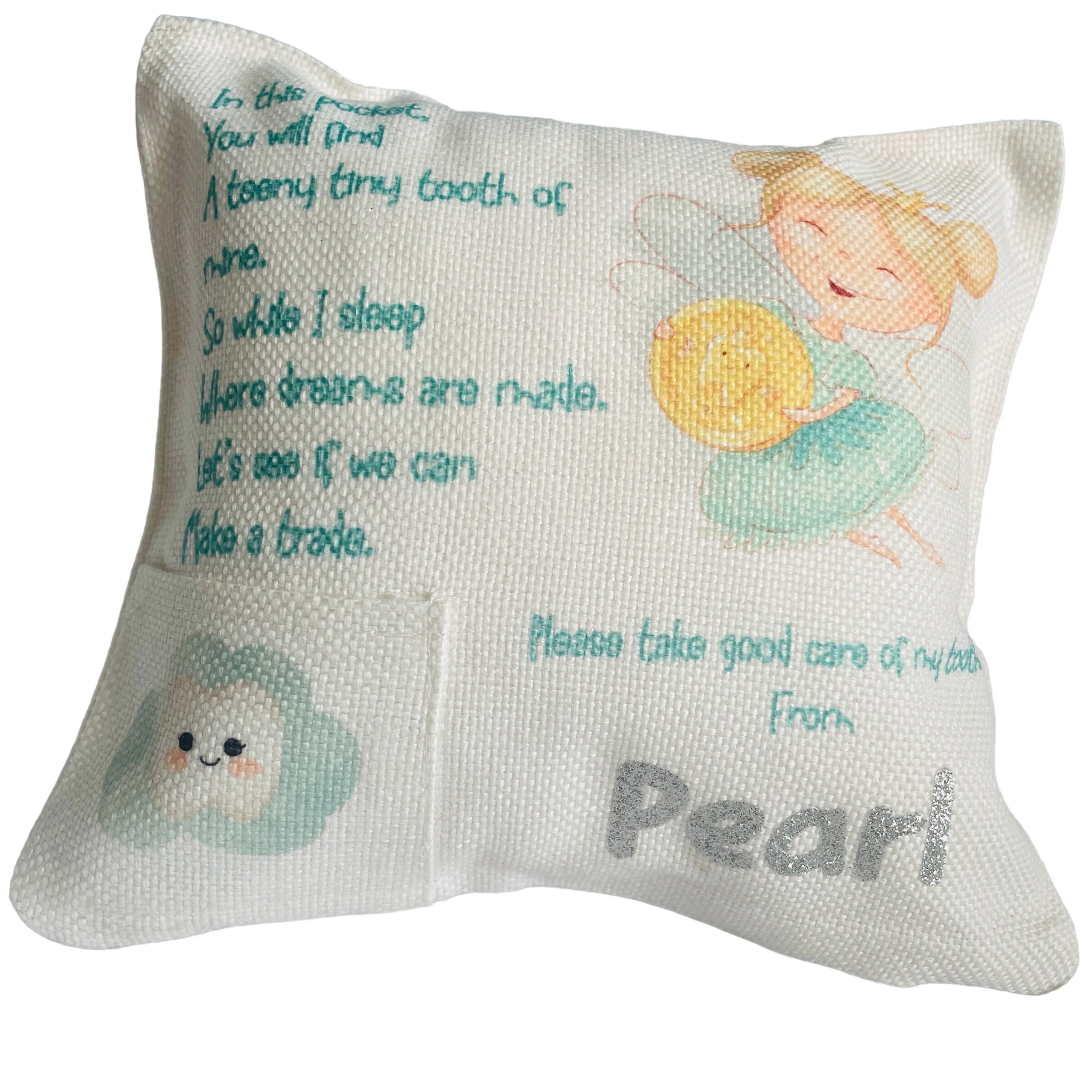 Custom Made Tooth Fairy Cushion, Pillow, With Pocket, Includes Filler ...