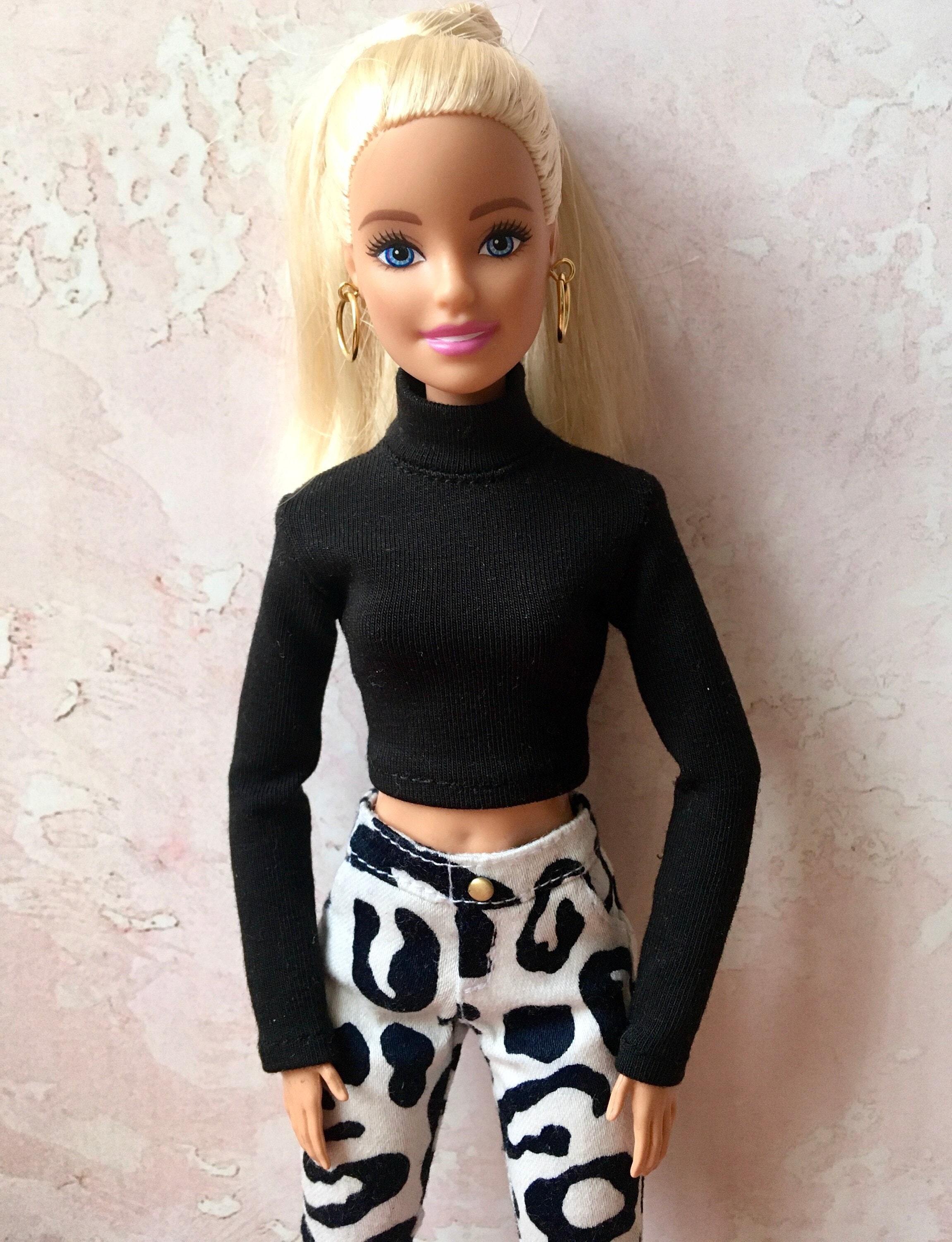 Thin Long Sleeve Turtleneck Crop Top for Barbie Doll Barbie - Etsy