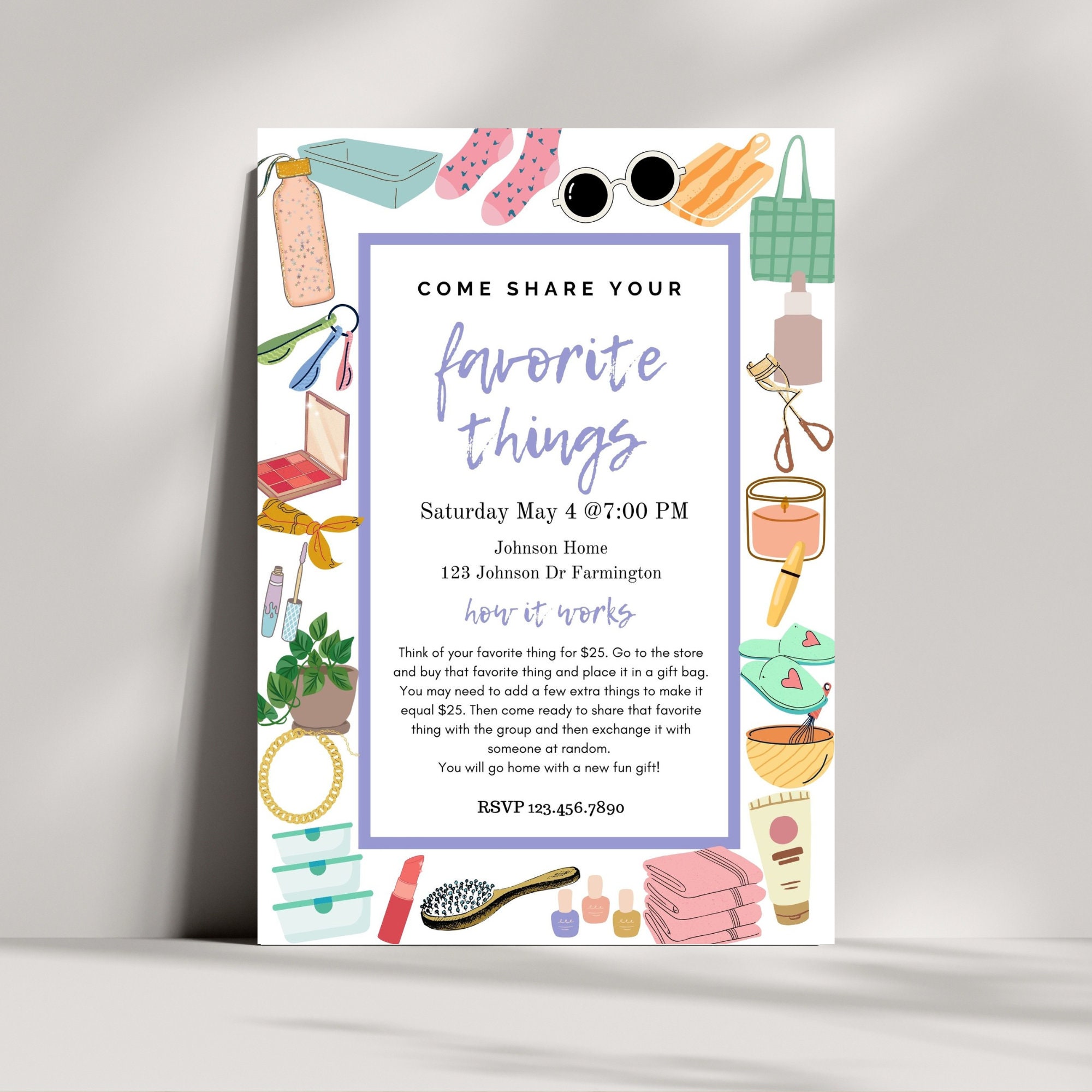 Favorite Things Party Invitation, Editable Favorite Things Party ...