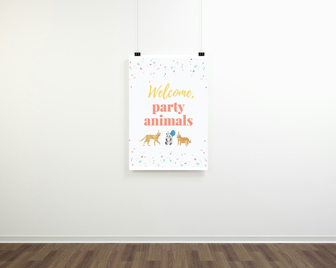 Party Animals Theme Birthday Party Welcome Poster Printable Instant ...
