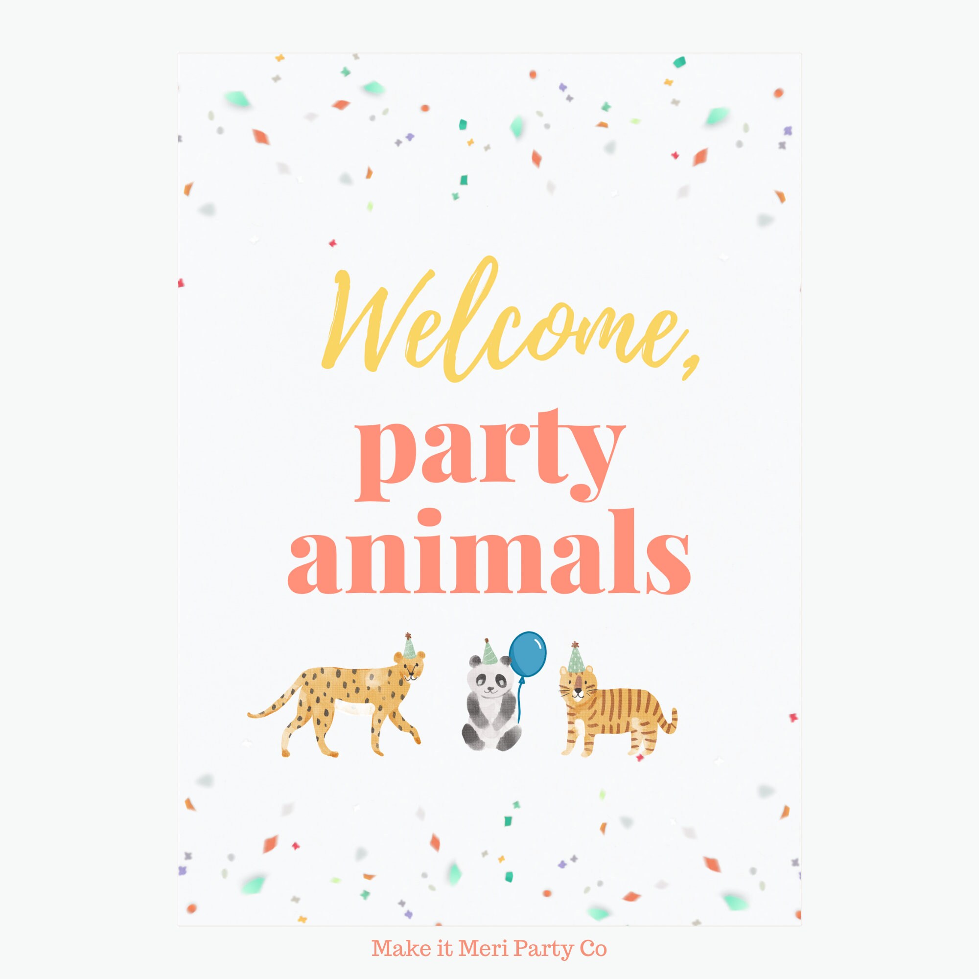 Party Animals Theme Birthday Party Welcome Poster Printable Instant ...