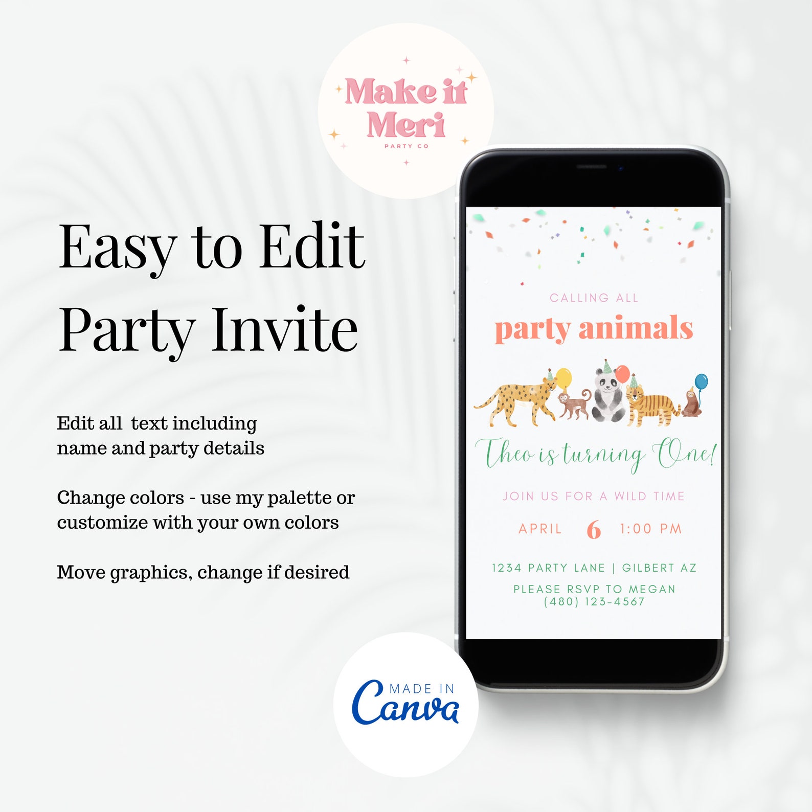 Party Animals Printable Invitation, Party Animals Birthday Invitation ...