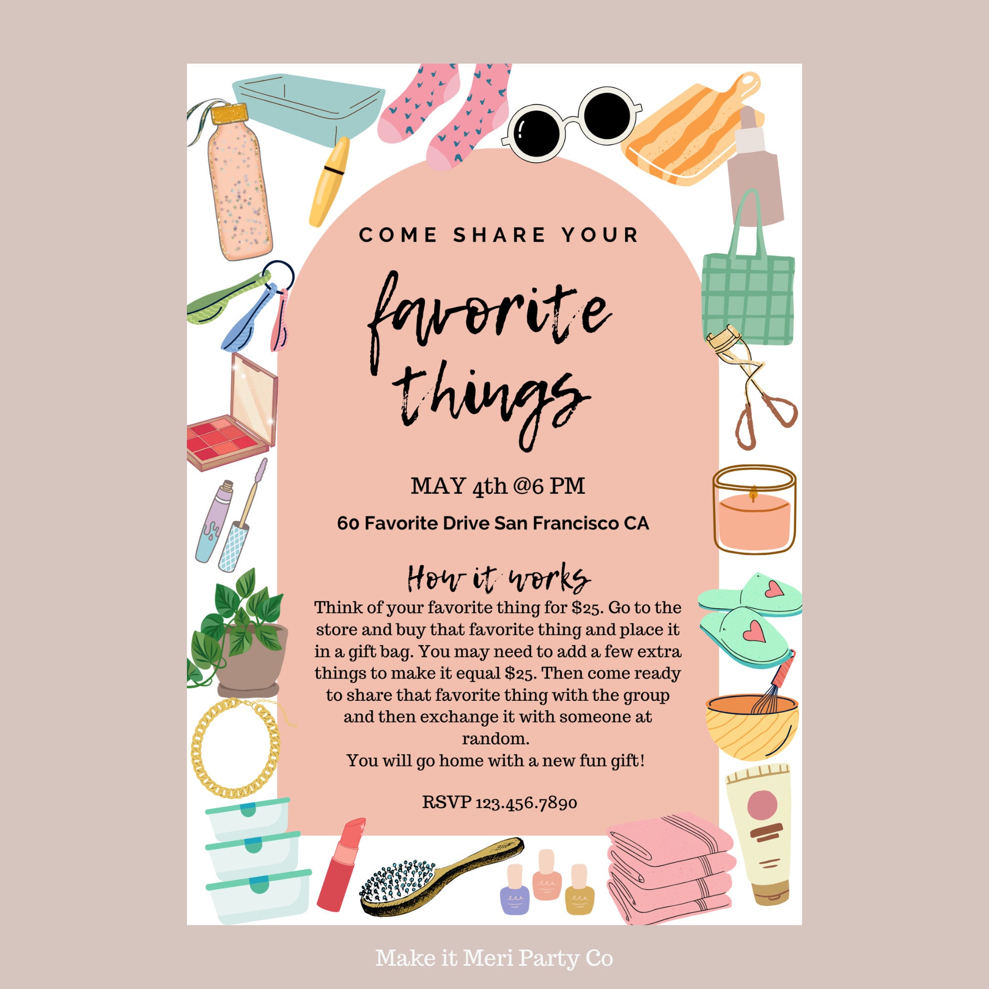 Favorite Things Party Invitation, Editable Favorite Things Party ...