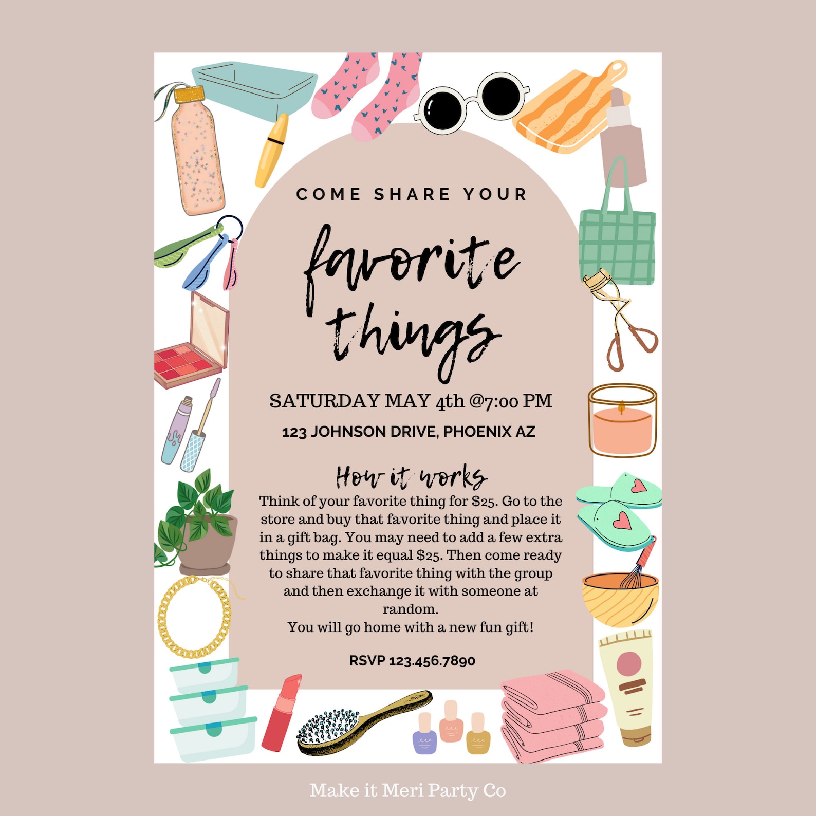 Favorite Things Party Invitation, Editable Favorite Things Party ...