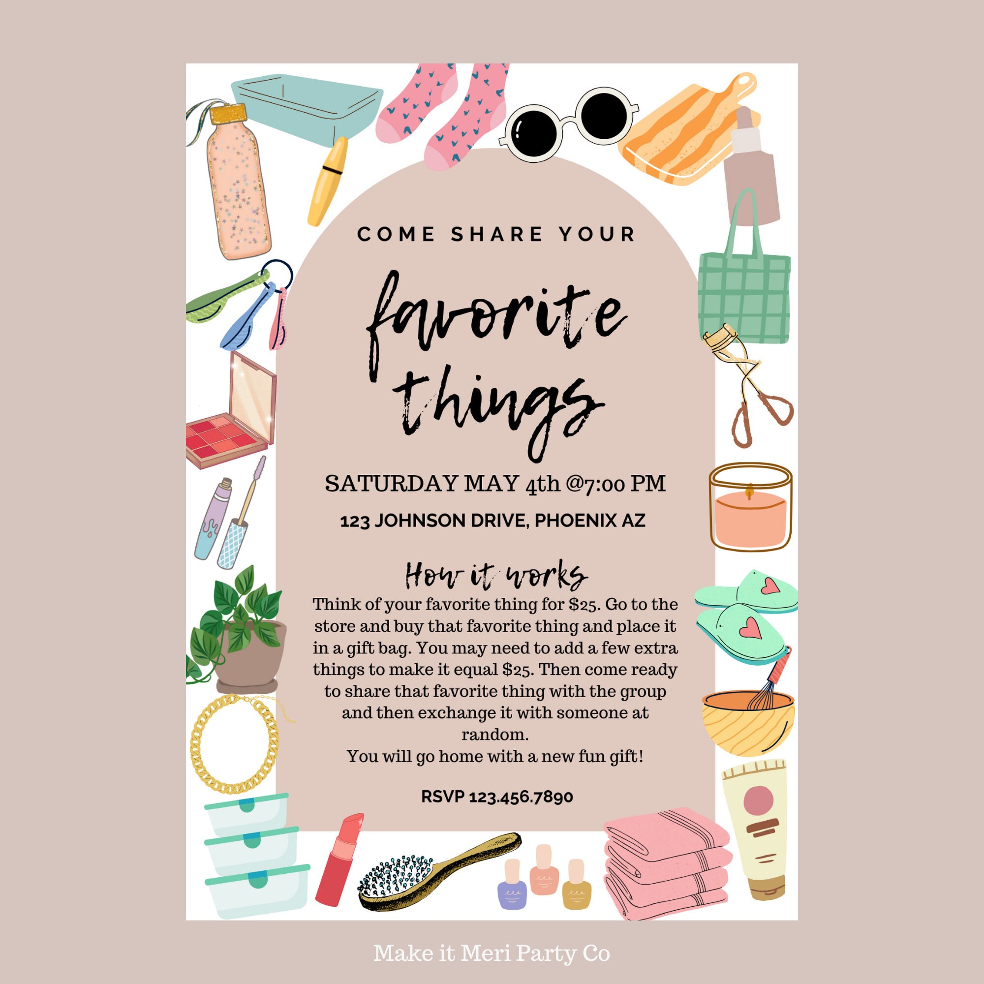 Favorite Things Party Invitation, Editable Favorite Things Party ...
