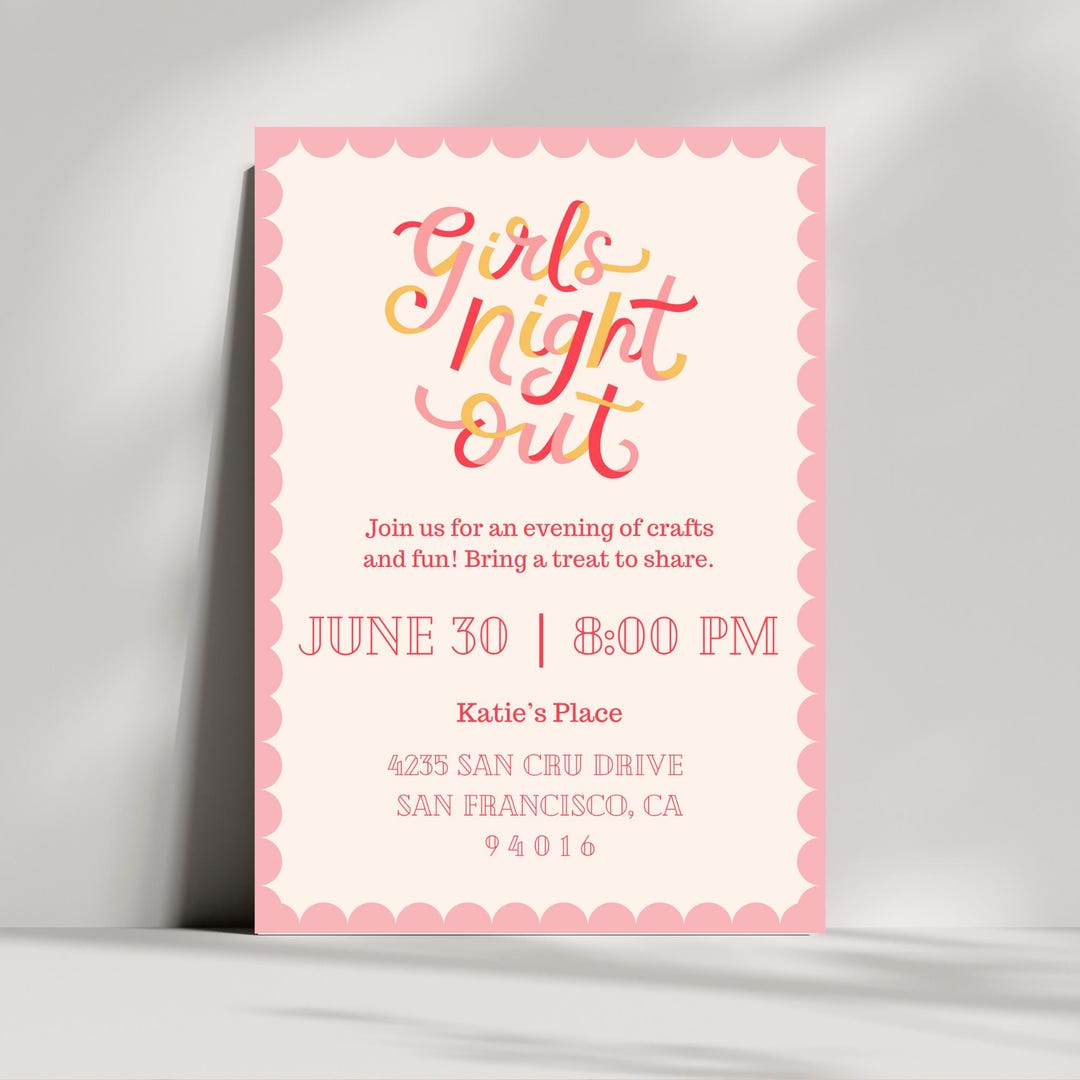 Girls Night Out Party Invitation, Girls Night In, Girls Craft Night ...