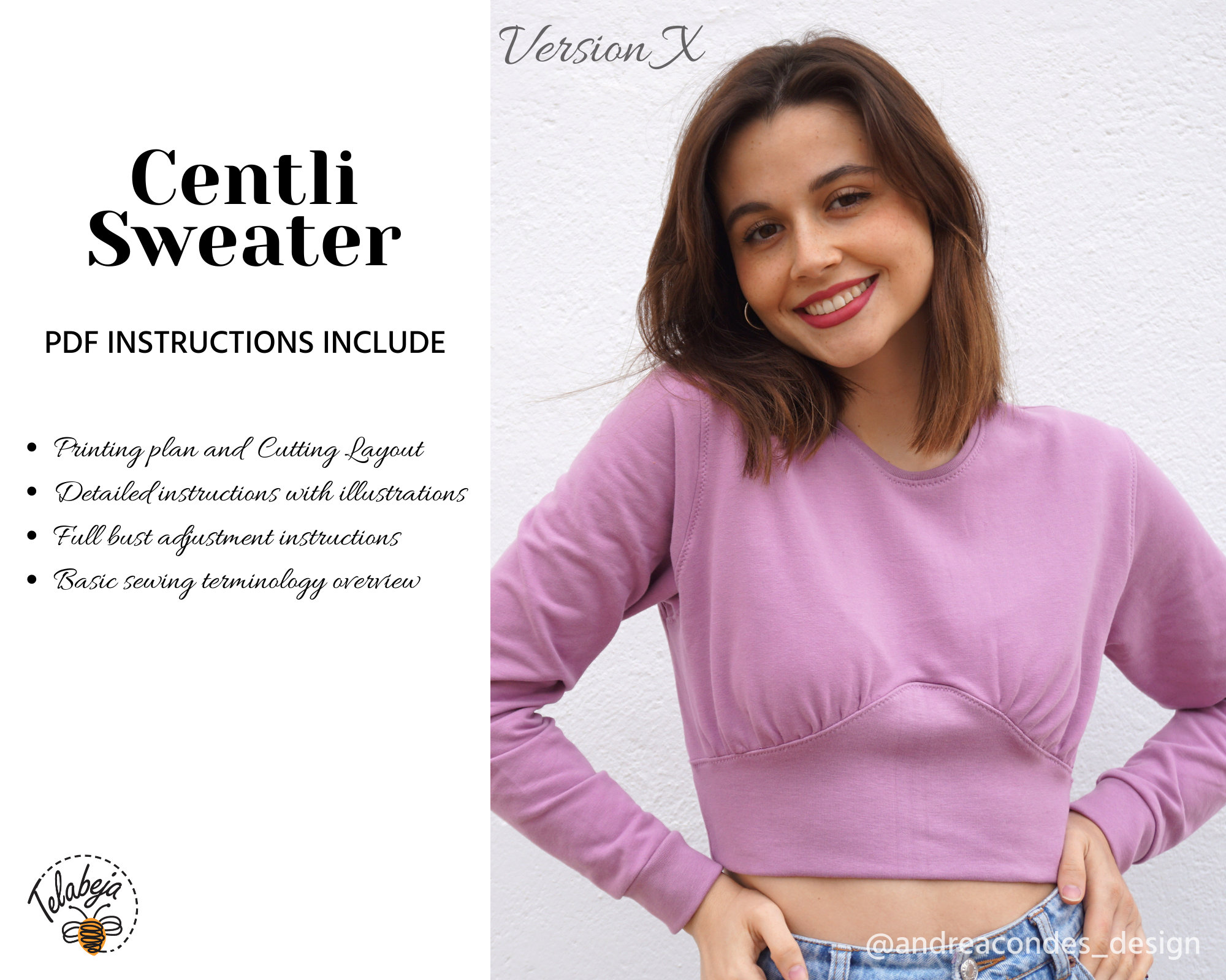 Centli Sweater Digital Sewing Pattern A4 US Letter and A0 - Etsy