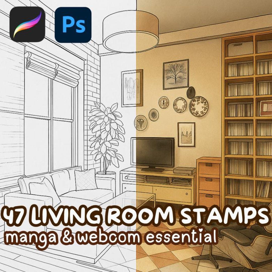 47 Living Room Brush for Procreate, Photoshop Room Stamps, Procreate ...