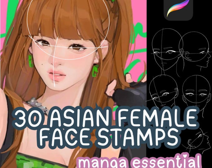 Procreate Anime Face Girl Woman Female Head Brushes Stamps Cute Kawaii ...
