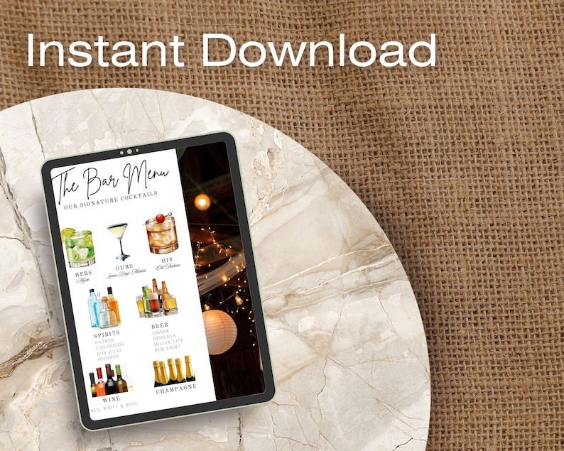 Modern Bar Menu, Custom Menu Template, Bar Menu Cards, Editable ...