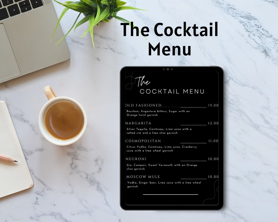 Custom Drink Menu, Cocktail Menu Template, Bar Menu Template, Canva ...