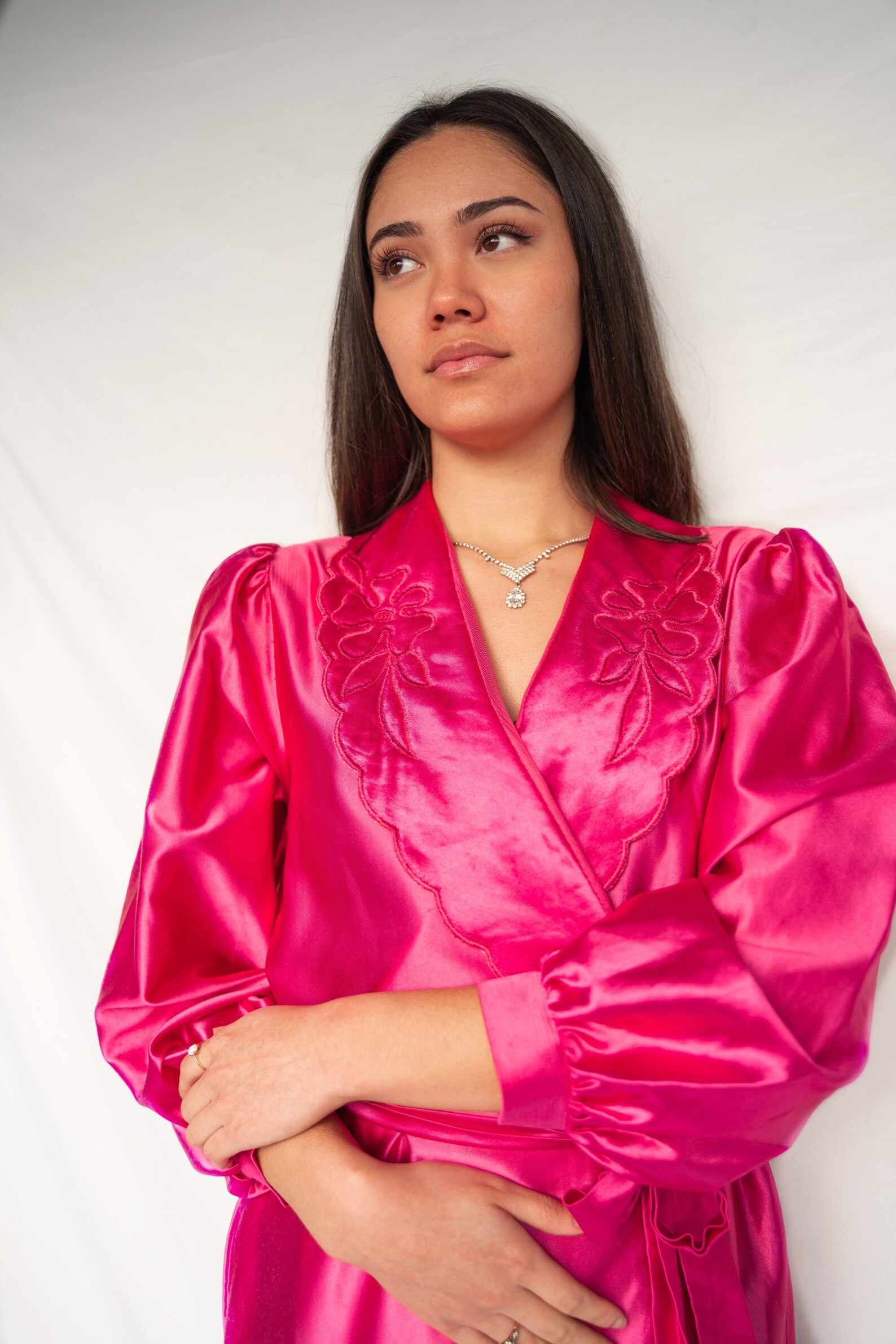80s Hot Pink Satin Vintage Robe Size Small Medium Large 1980s Sleepwear ...