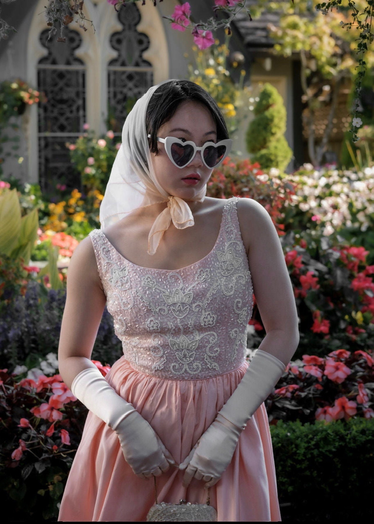 50s Hand Painted Geisha Sheer Peach Scarf 1950s Vintage - Etsy