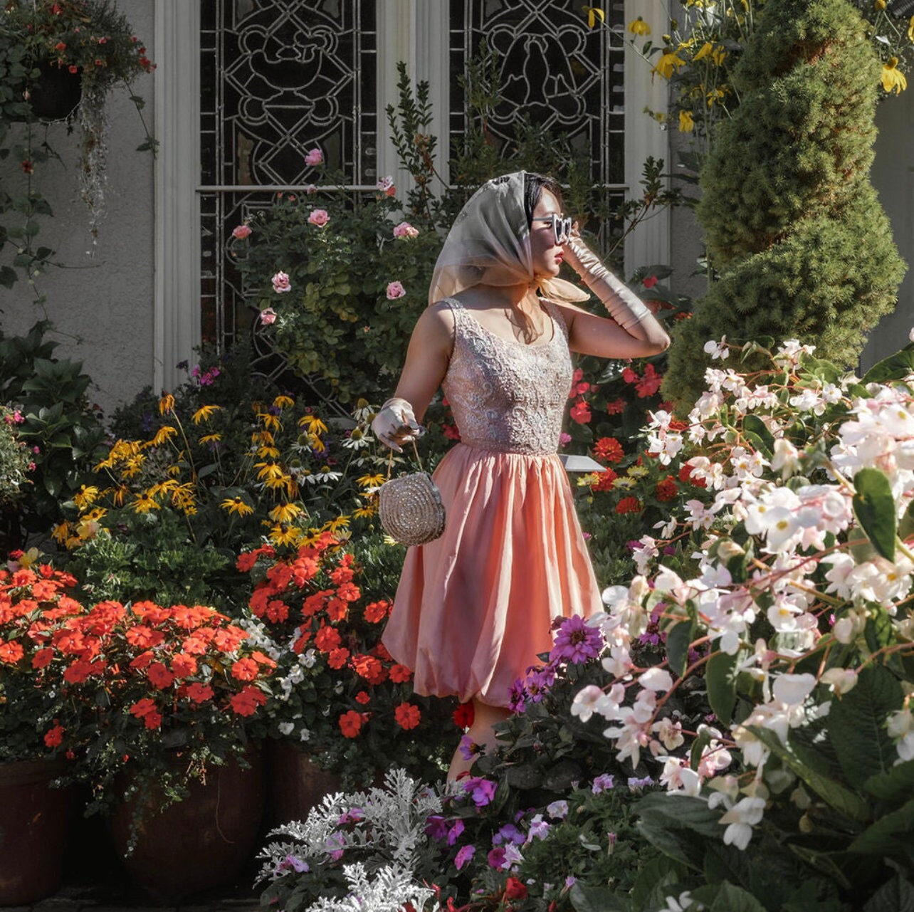 50s Hand Painted Geisha Sheer Peach Scarf 1950s Vintage - Etsy
