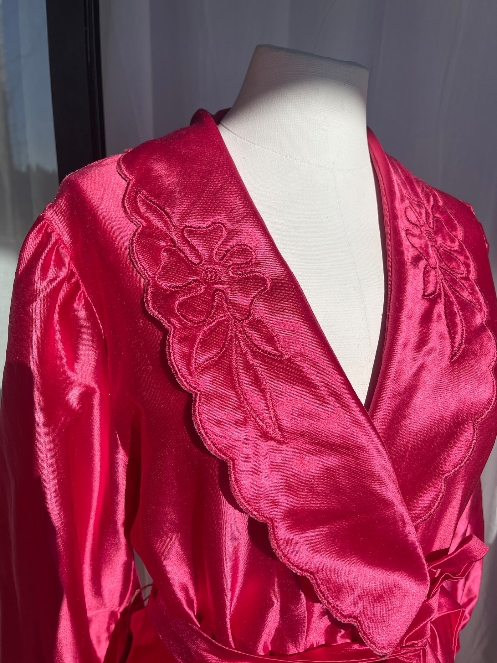 80s Hot Pink Satin Vintage Robe Size Small Medium Large 1980s Sleepwear ...