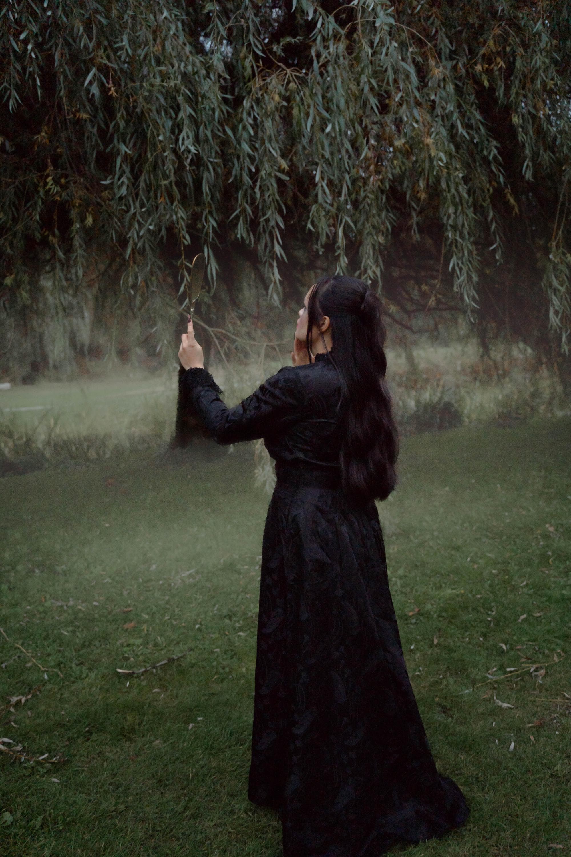 30s Does Edwardian Revival Gothic Victorian Black Silk Jacquard Vintage ...