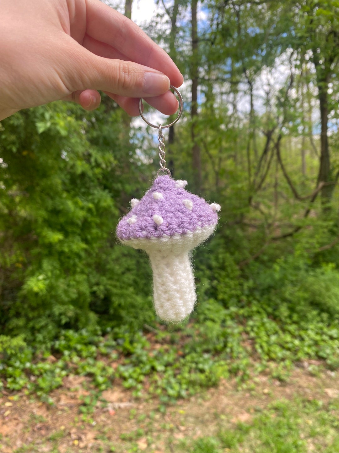 Crochet Mushroom Keychain Crochet Keychain Purple Lavender Mushroom ...