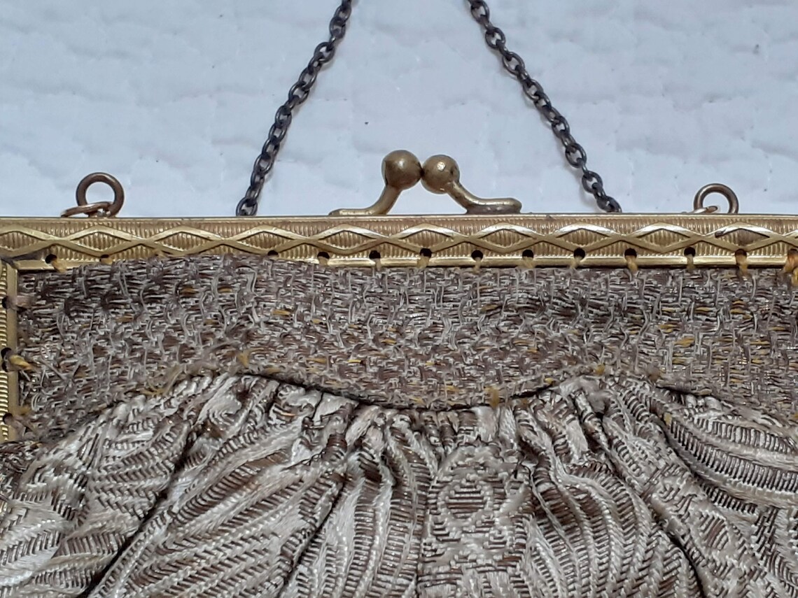Vintage Taffeta and Gold Wire Work Sparkly Evening Purse - Etsy