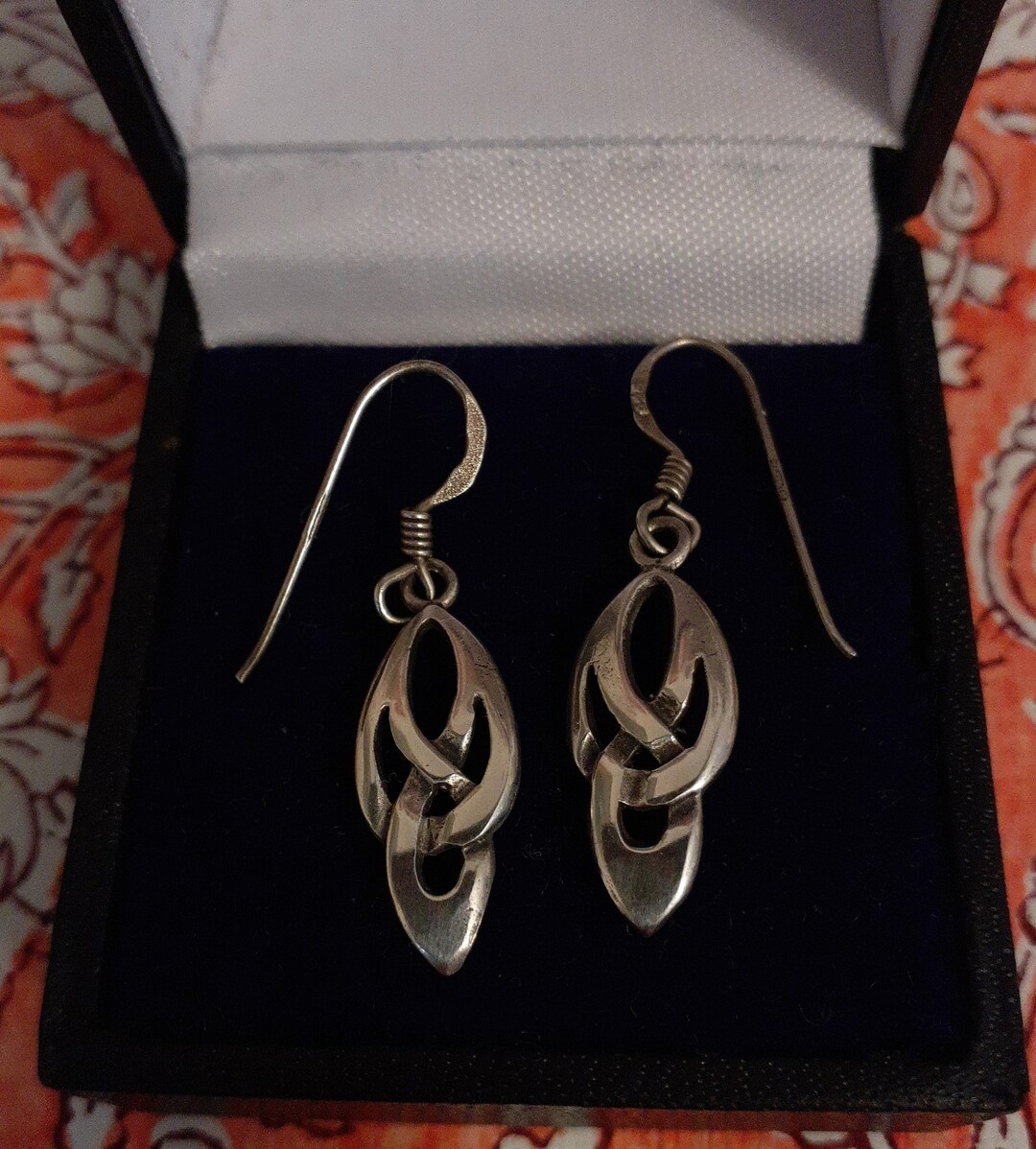 Silver Stamped Vintage Celtic Design Earrings With Box - Etsy