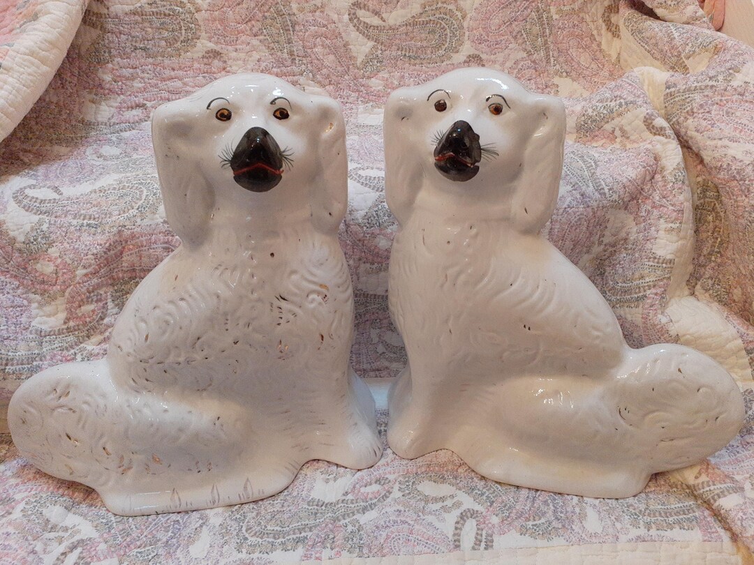 Pair of Antique Staffordshire Chimney Spaniels or Wally Dogs - Etsy