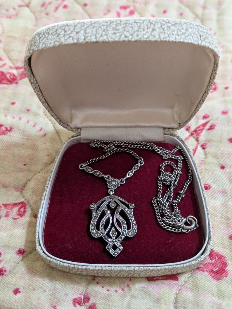 Vintage 1950s Fine SILVER Necklace Decorated With Marcasites - Etsy UK