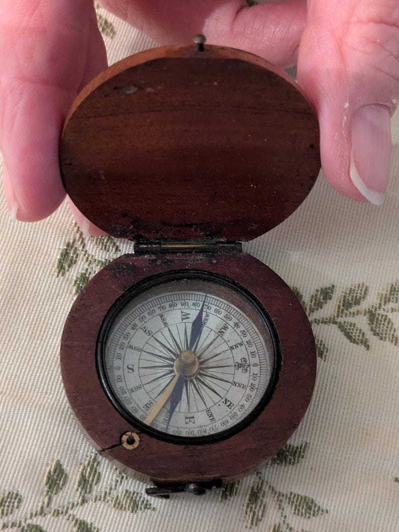 Georgian Antique Pocket Compass in Original Olive Wood Casing - Etsy