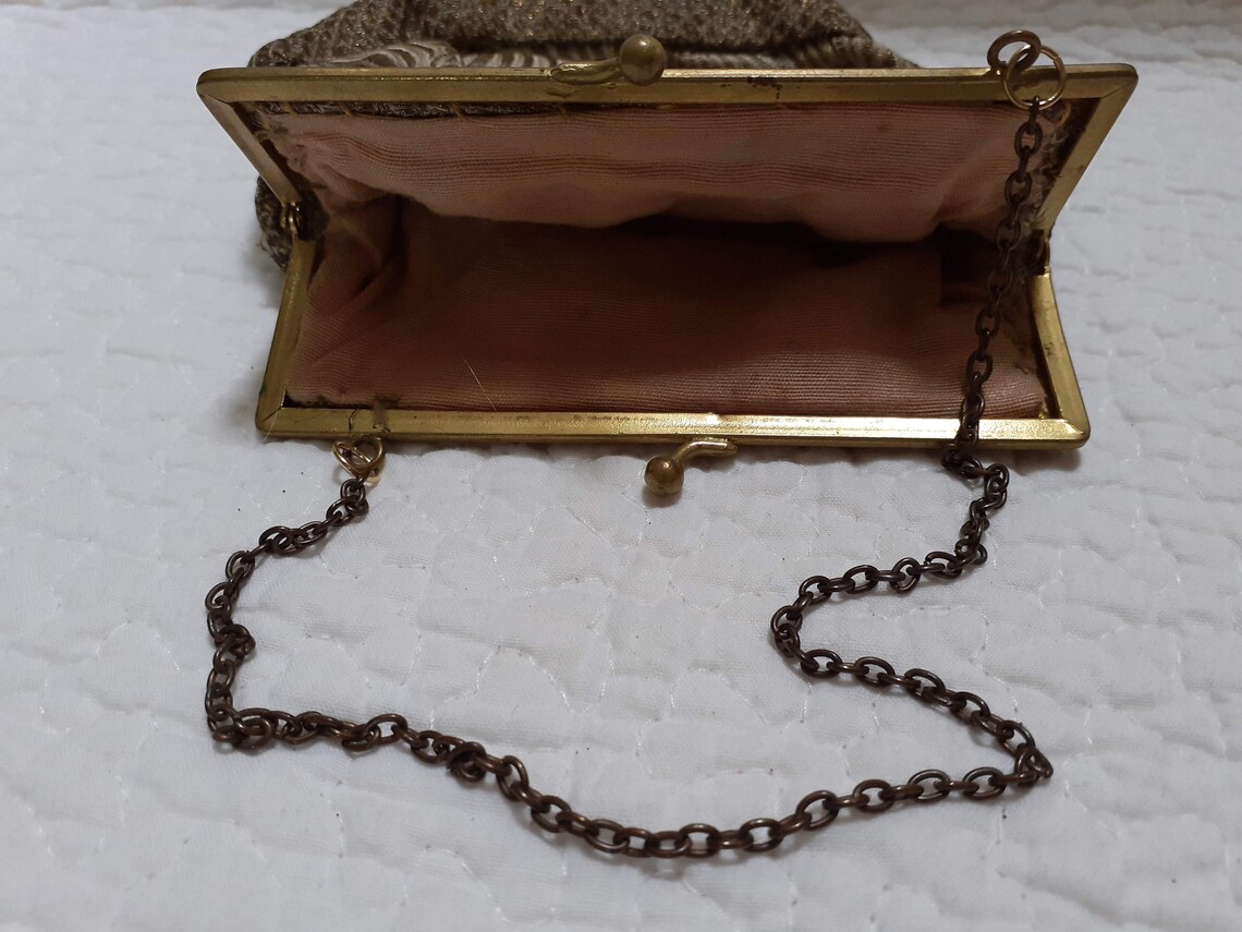 Vintage Taffeta and Gold Wire Work Sparkly Evening Purse - Etsy
