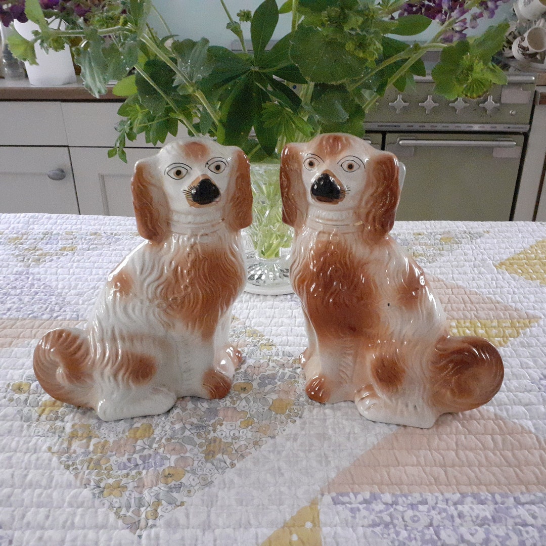 Pair of Antique Staffordshire Chimney Spaniels or Wally Dogs - Etsy